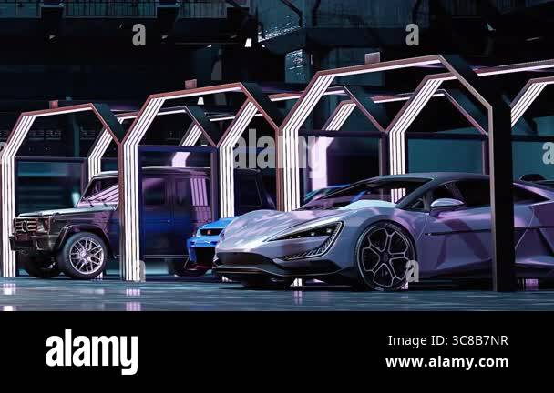 Dark futuristic modern garage Stock Videos & Footage - HD and 4K Video ...