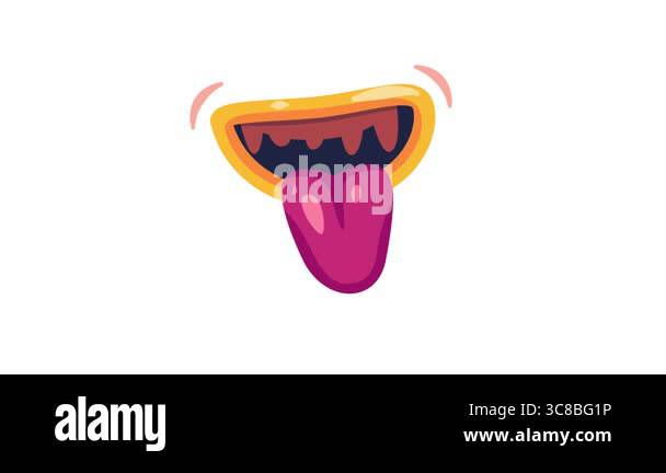Animated large mouth monster creature large mouth sharp teeth character ...