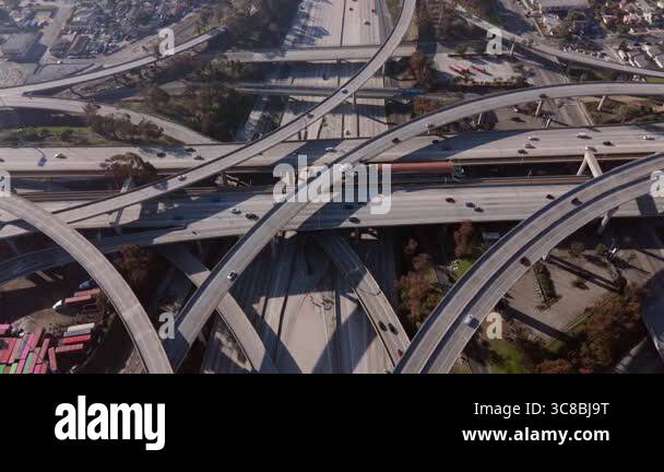 Breathtaking 4K aerial footage of the Judge Harry Pregerson Interchange ...