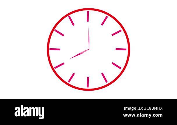 Smooth analog clock animation. 12-hour cycle transparent animation ...