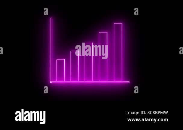 A neon pink bar graph on a black background, illustrating growth or ...