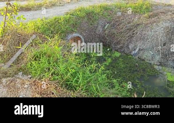 landscape scene of the temporary drainage system for the construction ...