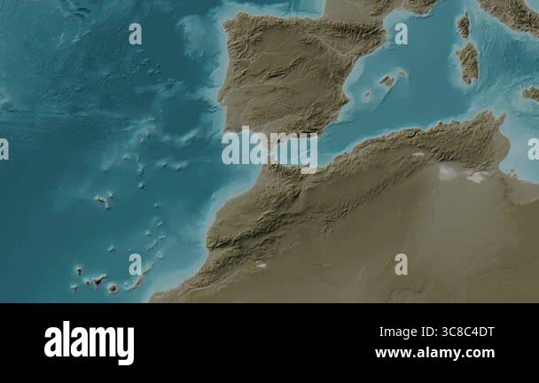 Strait of Gibraltar. Sepia map. Patterson Cylindrical. Diagram Stock ...