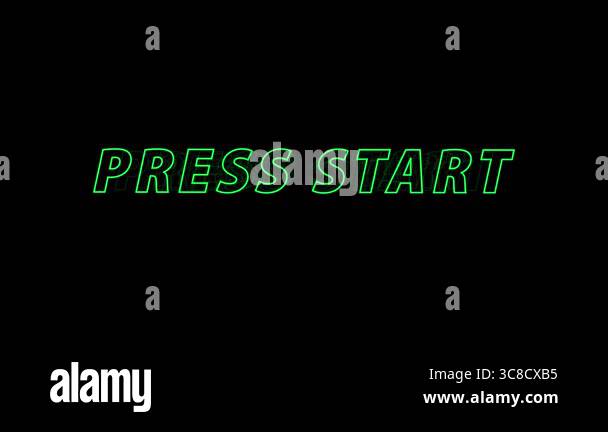 Animated glowing green text Press Start on a black background, inspired ...