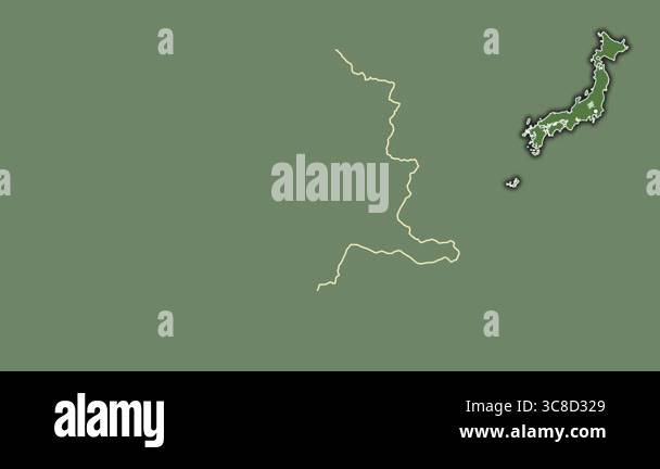 Gunma, Japan, extruded and isolated. Satellite Stock Video Footage - Alamy