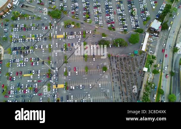 Aerial View of Parking Lot with Cars Entering and Exiting. High quality ...