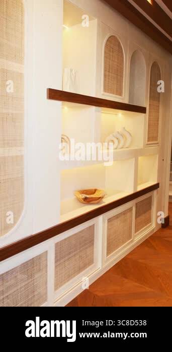 Corridor in a chic expensive private villa in Dubai. Slow Motion Stock ...
