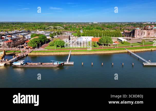 Wharf and museum Batavia Land in Lelystad, Netherlands. Beautiful ...