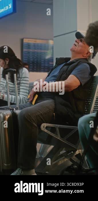 Crowded International Airport Terminal: Diverse Passengers Walking to ...