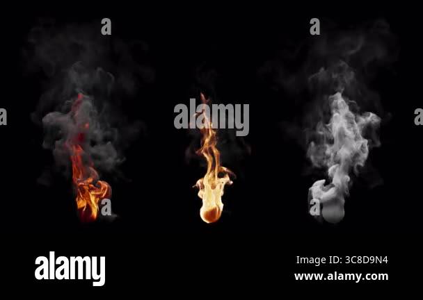 Set of three fire burning variants. The first variant has a lot of ...