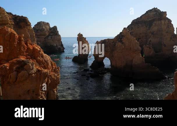 Dramatic golden limestone formations featuring impressive natural ...
