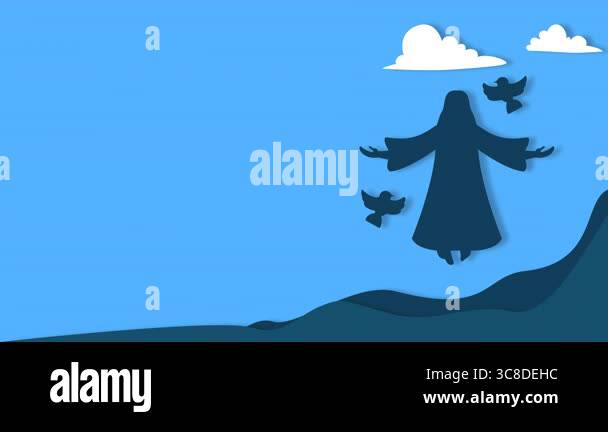 Jesus Ascending With Doves In A Blue Background, Representing Ascension ...
