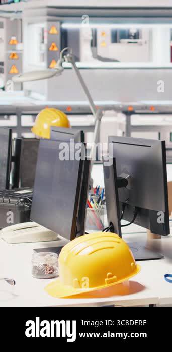 Vertical Video CAD program on PC monitor in photovoltaics factory used ...