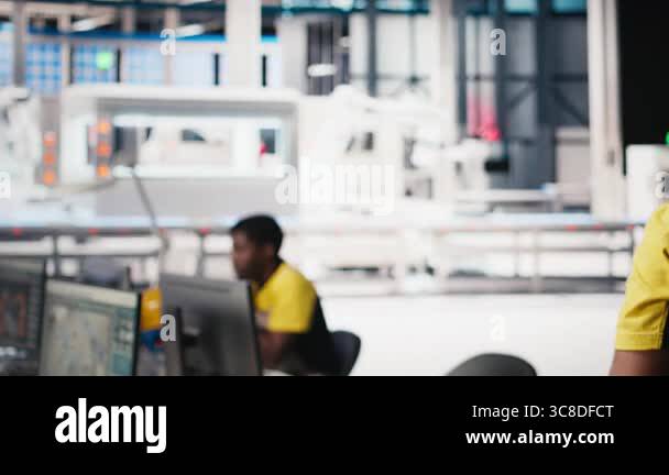 Black woman technician testing solar panel designs on industrial ...