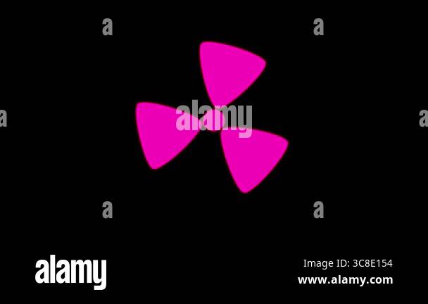 radioactive sign. flat style icon of pink color on black background ...