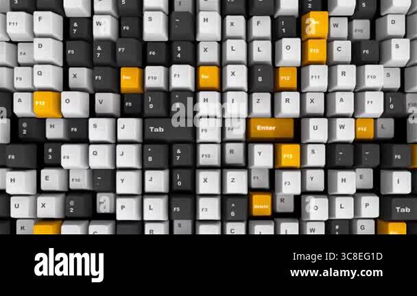 Looped 3D animation of a computer keyboard with buttons, icons, and ...