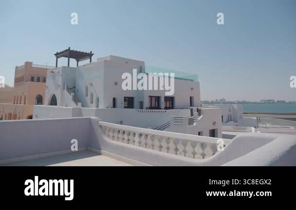 Qatar Doha 2 february 2025, Colorful architecture in desert town at ...