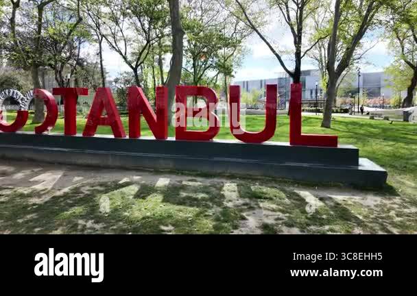 Visitors enjoy the green spaces and iconic signage in Istanbuls parks ...