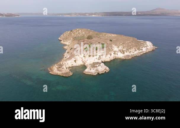 Aerial view of beach on Crete island with azure clear water, Greece ...
