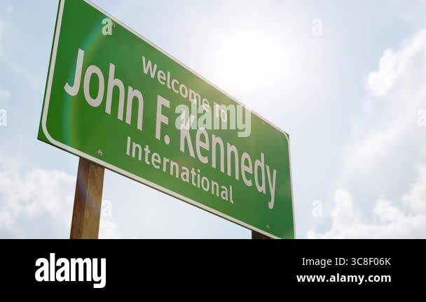 Welcome to John F. Kennedy International Airport Green Road Sign with ...