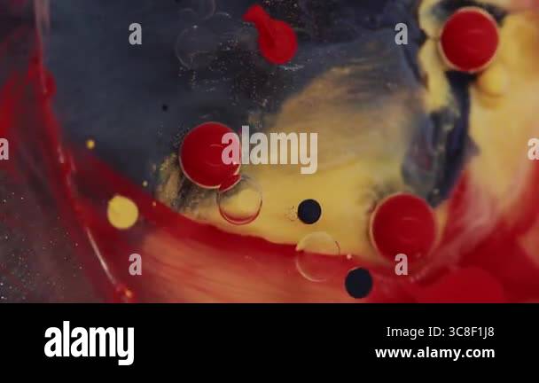 Vertical video. Oil circle paint. Blending drop layer. Emulsion water ...