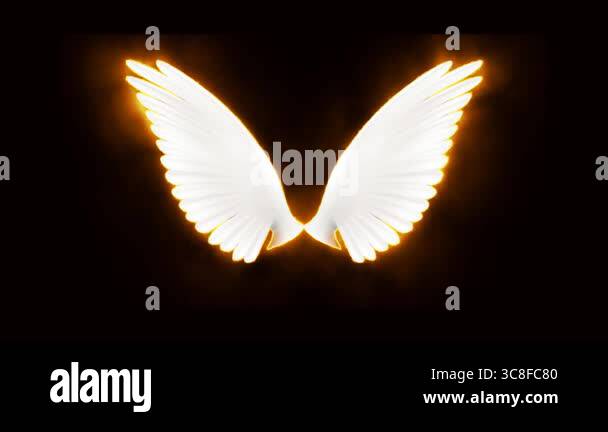 white angel wings light effect green screen background Stock Video ...