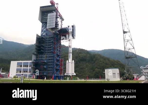 Rocket launch tower opened Stock Video Footage - Alamy