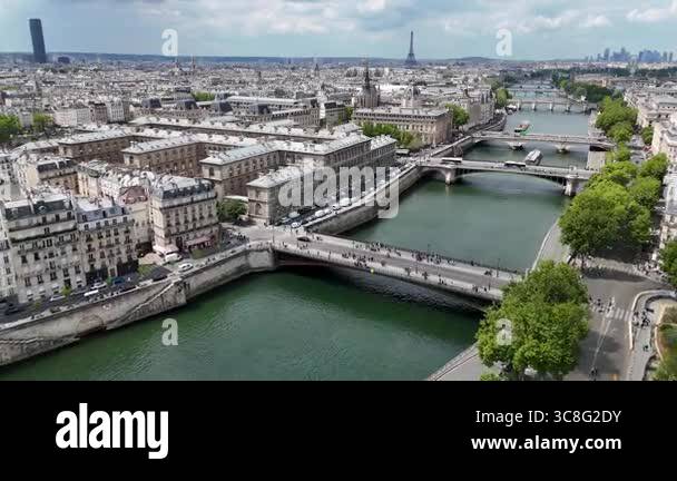Paris Skyline At Paris In France Island France. Beautiful Seine River ...
