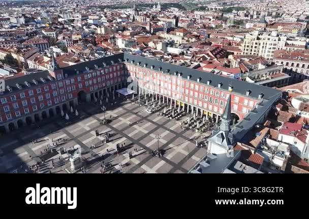 Plaza Mayor At Madrid In Community Of Madrid Spain. Medieval Buildings ...
