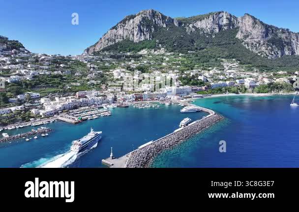 Capri Island At Naples In Campania Italy. Beach Landscape. Giant Cliffs ...