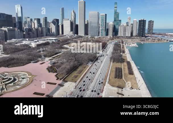 Chicago Skyline At Chicago In Illinois United States. Highrise Building ...