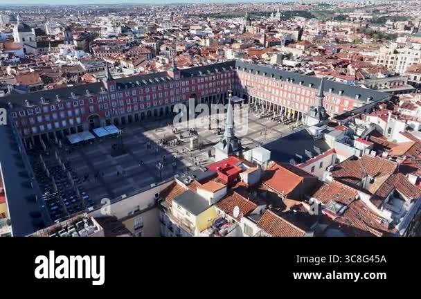 Plaza Mayor At Madrid In Community Of Madrid Spain. Medieval Buildings ...