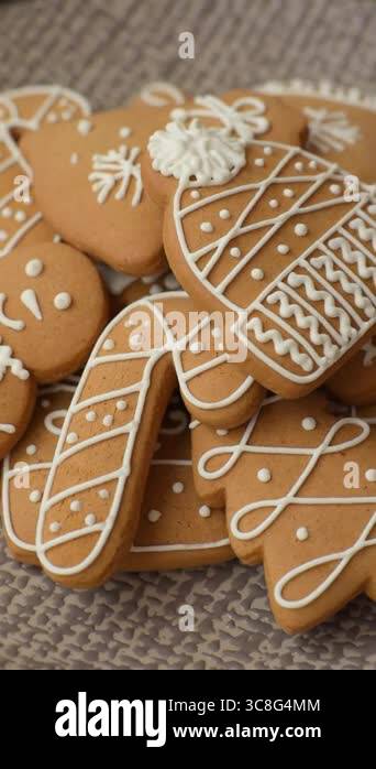 Christmas winter gingerbread, holiday biscuits on monochrome background ...