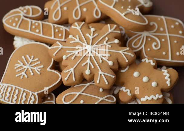 Christmas winter gingerbread, holiday biscuits on monochrome background ...