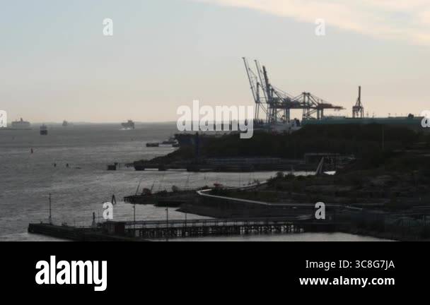 Skandia Port, Port of Gothenburg at Sunset, Sweden, Establishing Shot ...