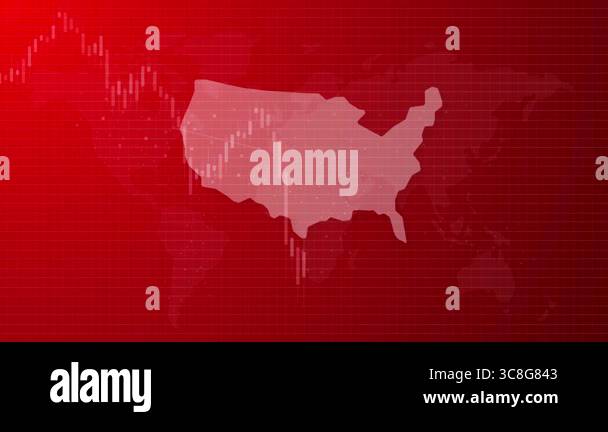 Market crash economic recession in America American financial map in ...