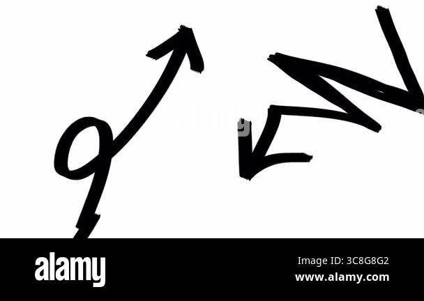 Monochromatic animation of black grunge brush doodle lines and textures ...
