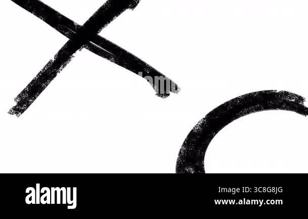 Monochromatic animation of black grunge brush textured doodle lines on ...