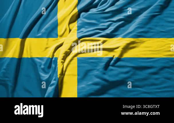 sweden waving flag realistic cloth animation Stock Video Footage - Alamy