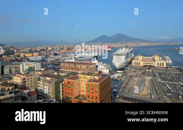 Naples Cityscape - Stunning panorama with the Mount Vesuvius. Aerial ...
