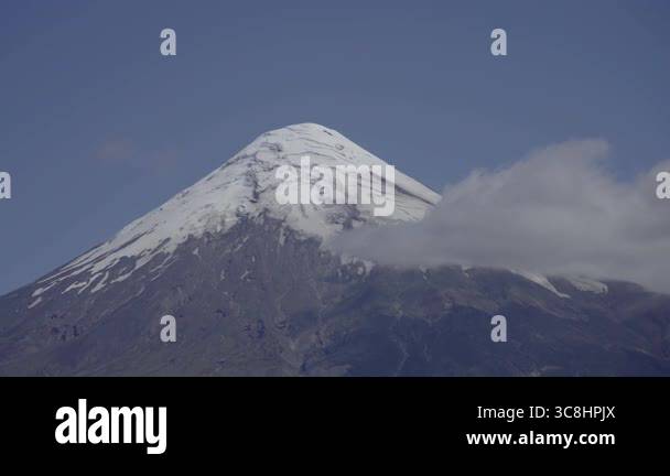 Snow-Capped Volcano Osorno under Clear Blue Sky. High quality 4k ...