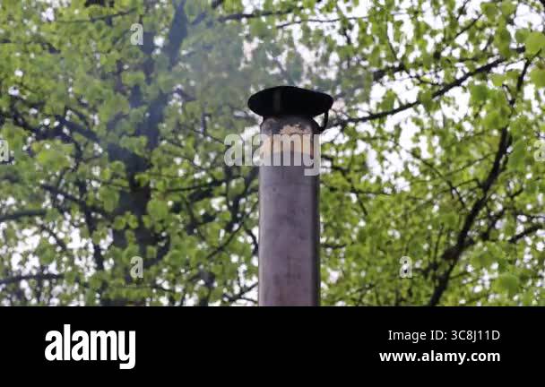Stockholm, Sweden Smoke emerges from a small chimney attached to a ...