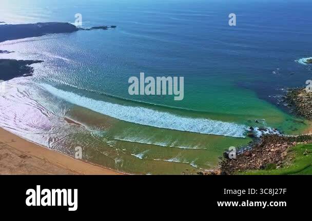 La Lanzada beach, in Sanxenxo hermitage Our Lady of La Lanzada aerial ...