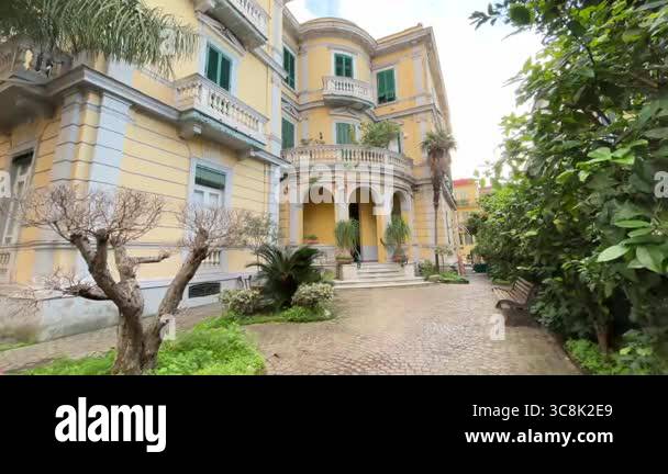 Grand exterior of Reggia di Portici palace in Naples, showcasing ...
