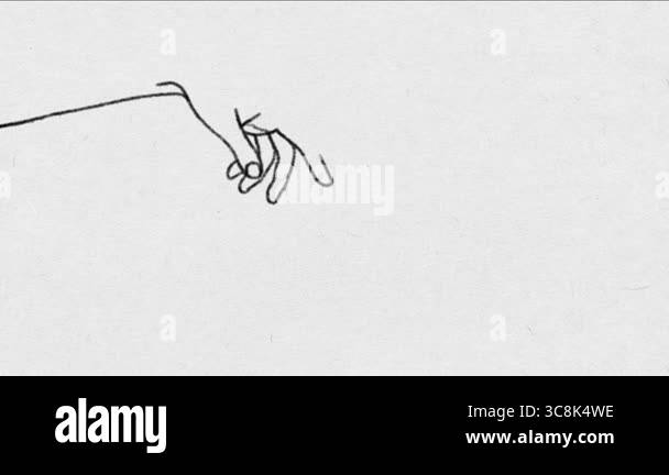 Hand Connection Animation Pencil Sketch on White Paper Stock Video ...