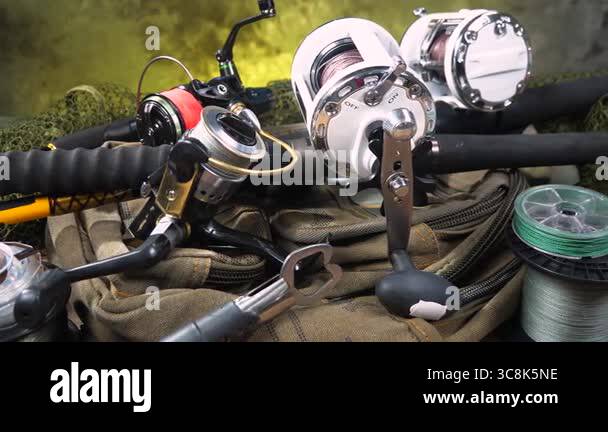 Fishing objects moving slowly in a horizontal plane. Slow motion Stock ...