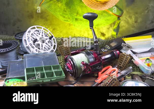 Fishing objects moving slowly in a horizontal plane. Slow motion Stock ...