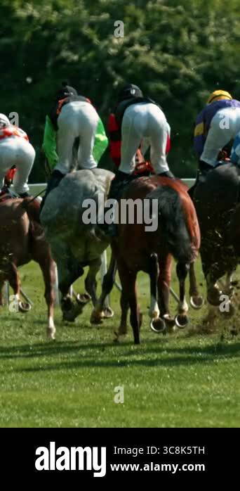Super Slow Motion of Running Horses on Derby. Filmed on High Speed ...