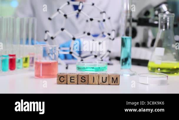 A wellequipped laboratory setup showcasing various cesium chemical ...