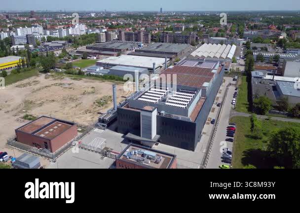 Aerial view of a cloud server center providing big data in an urban ...